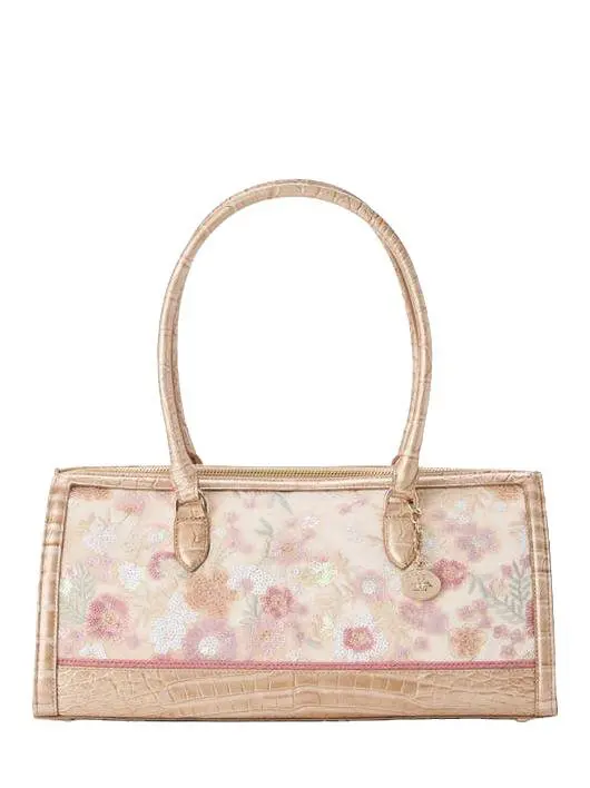 Brahmin Croc-embossed Leather Satchel - Whimsy Multi