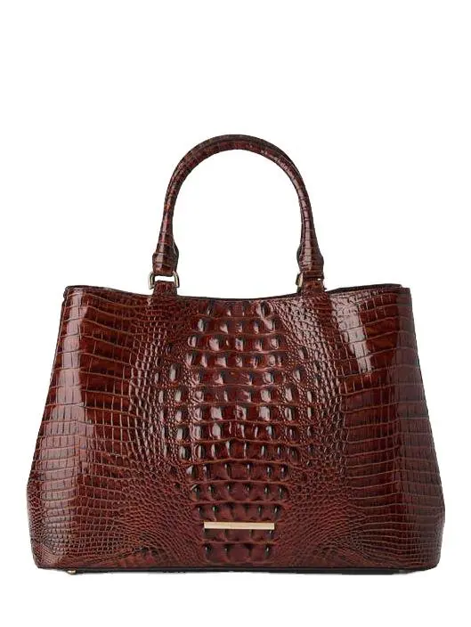 Brahmin Croc-embossed Leather Tote - Pecan