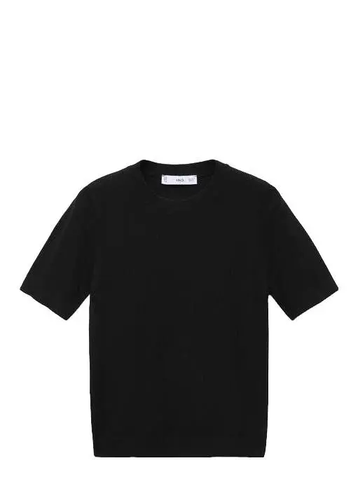 Mango Short Sleeve Sweater - Black