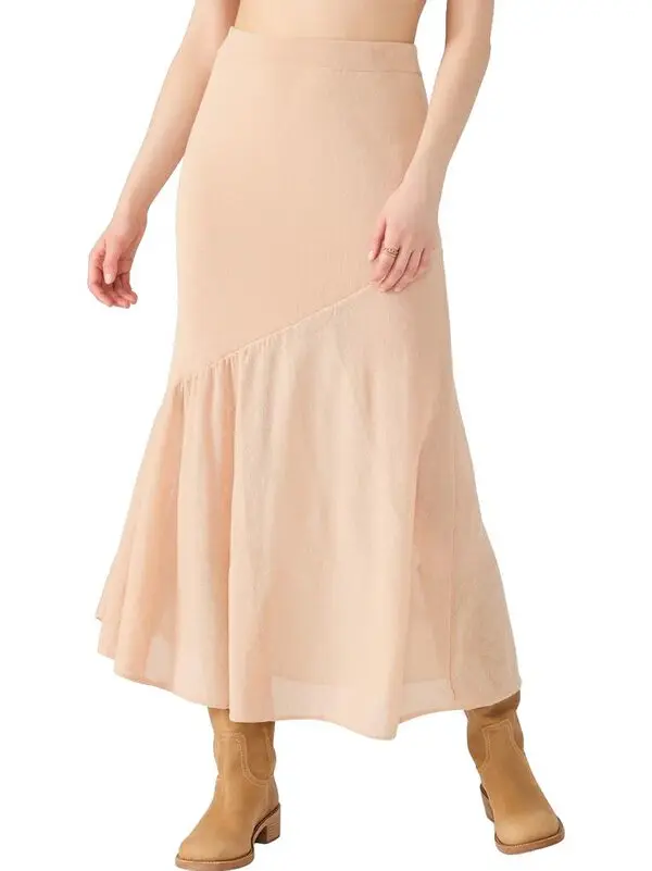 Steve Madden Aneira Asymmetric Knit Maxi Skirt - Beige