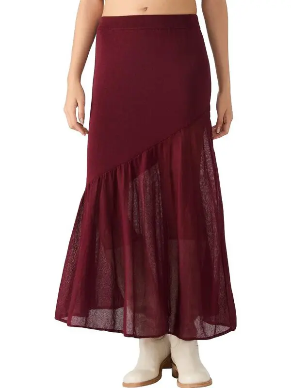 Steve Madden Aneira Asymmetric Knit Maxi Skirt - Wine