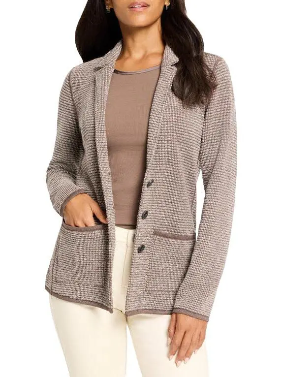 NIC+ZOE Pixel Knit Cotton-blend Blazer - Brown Multi