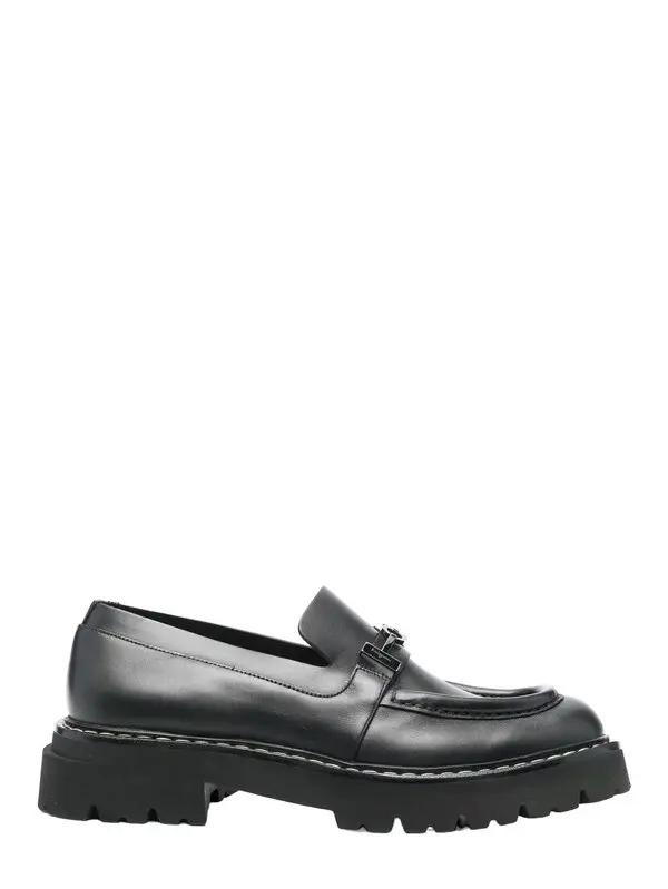 FERRAGAMO Gancini Chunky Leather Loafers - Black