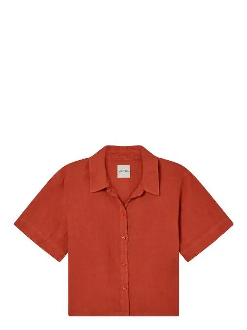 VIR VITA Anais Linen Shirt - Apple Red