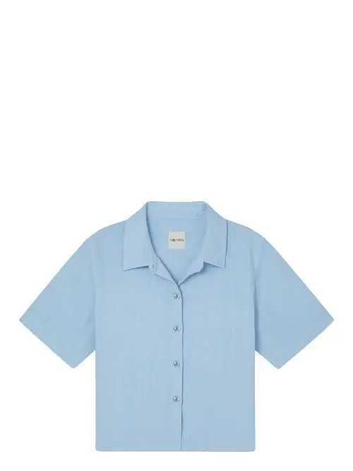 VIR VITA Anais Linen Shirt - Baby Blue