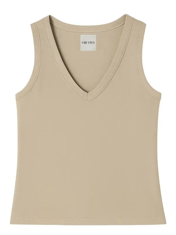 VIR VITA Kana Ribbed Tank - Beige
