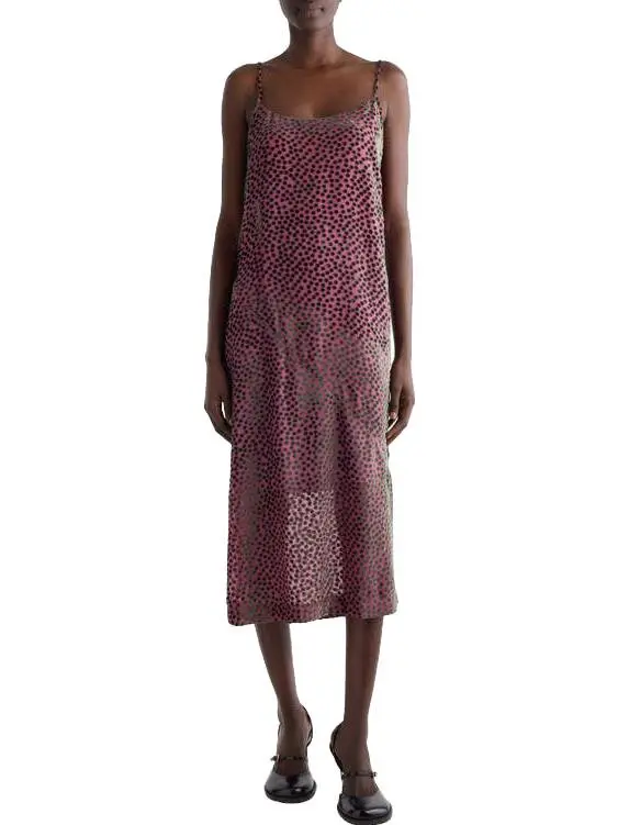 Dries Van Noten Dommino Burnout Polka Dot Slipdress - Dark Pink