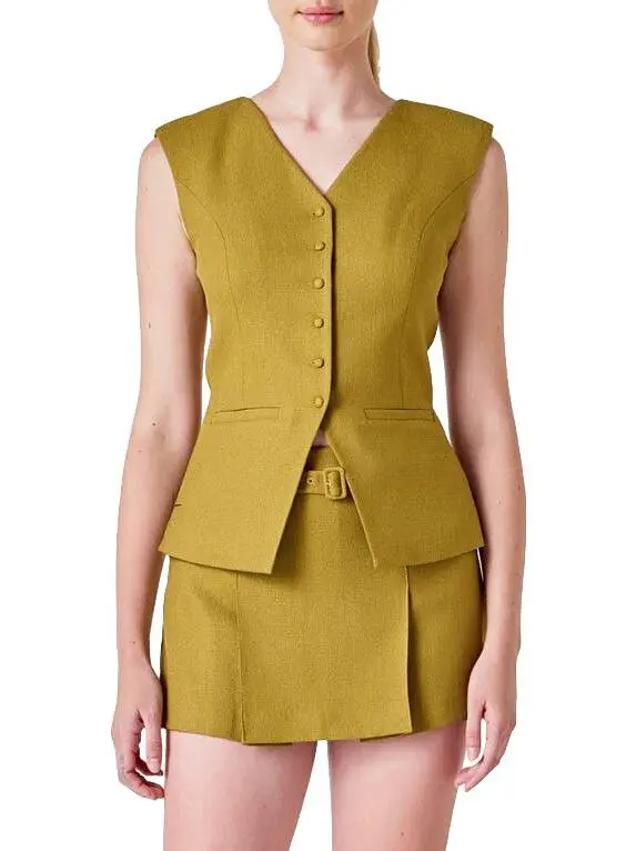 Endless Rose Tweed Vest - Olive
