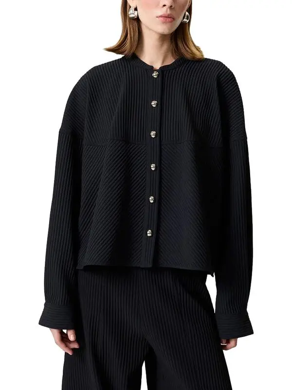 NOCTURNE Ribbed Detailed Jacket - Black