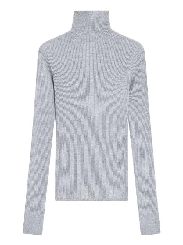 Max Mara Wool Mock Polo-neck Sweater - Medium Grey