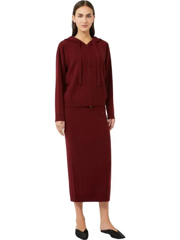 Max Mara Cashmere Yarn Midi Skirt - Raspberry
