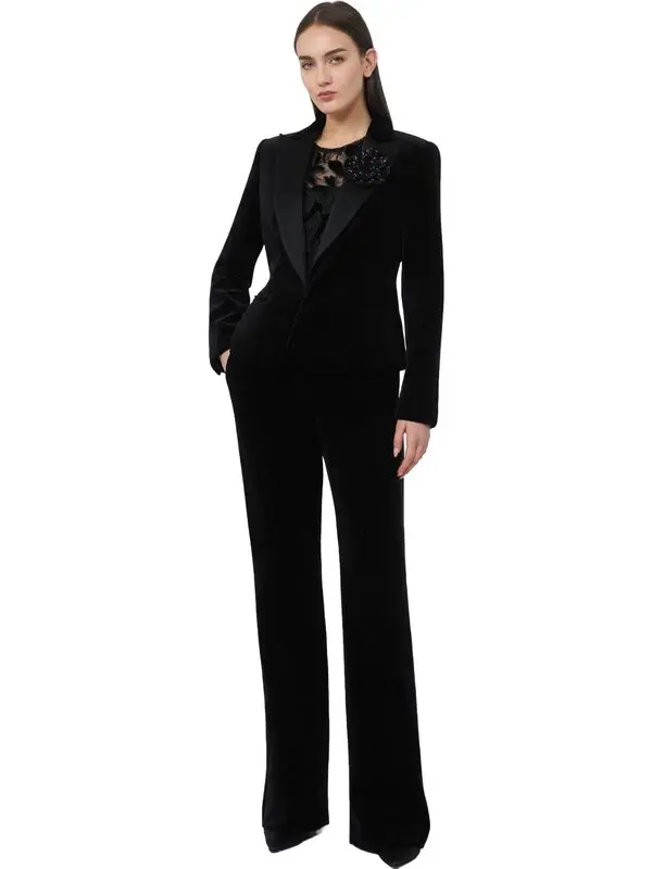 Max Mara Velvet Tuxedo Trousers - Black