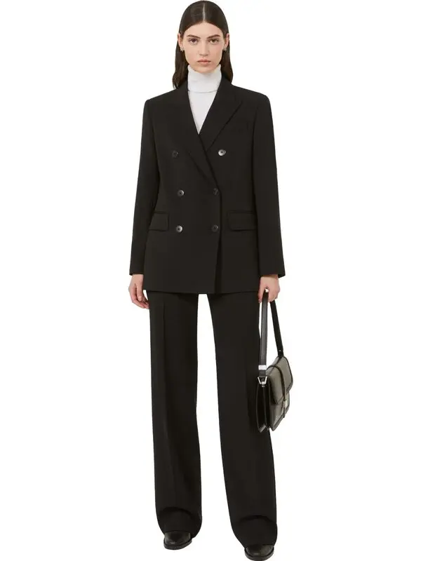Max Mara Wool Crepe Trousers - Black