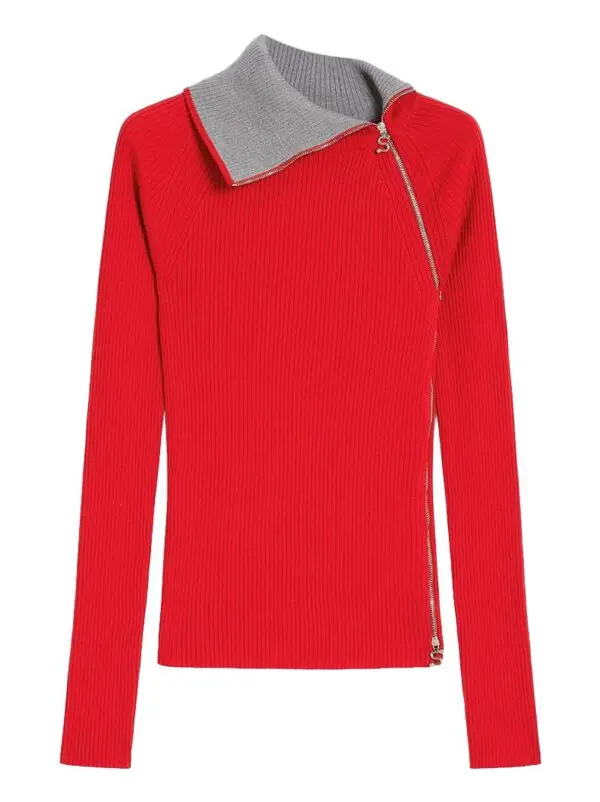 Max Mara Zip-up High Neck Sweater - Red