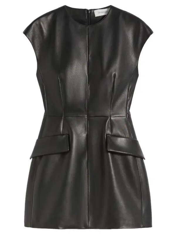 Max Mara Sleeveless Nappa Leather Dress - Black