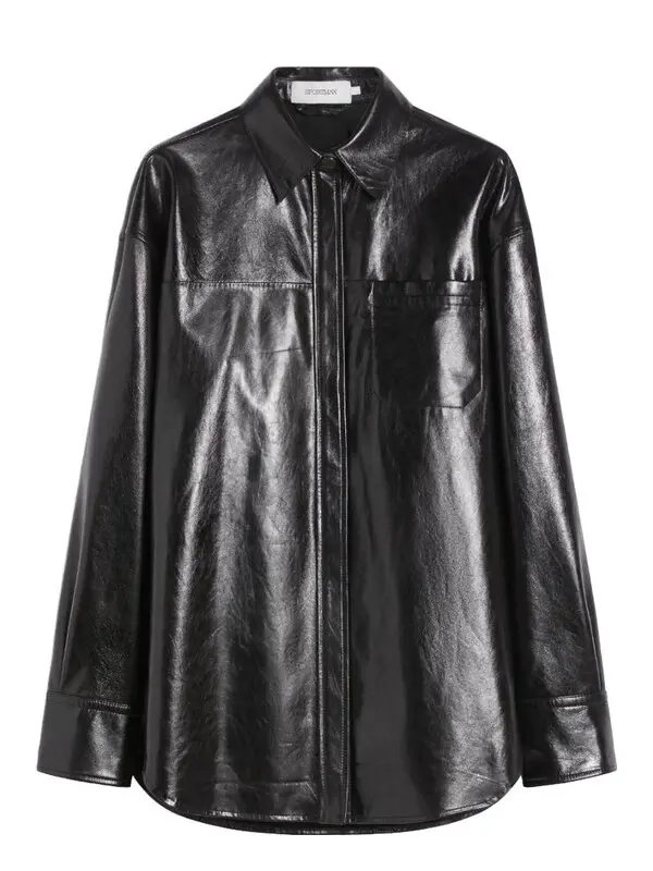 Max Mara Oversized Nappa Leather Shirt - Black