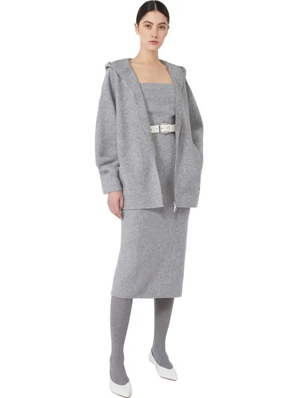 Max Mara Oversized Wool And Cashmere Hooded Sweatshirt - Medium Grey