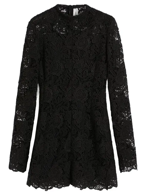 Max Mara Floral Macramé Mini Dress - Black