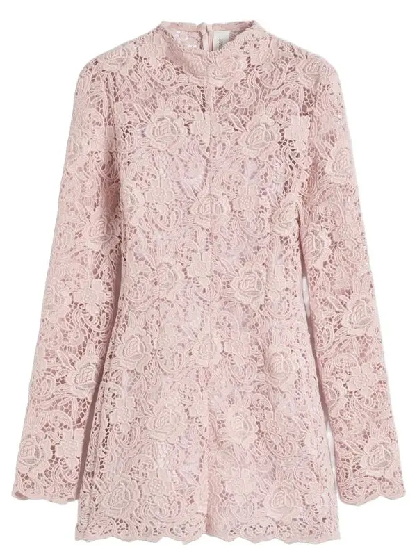 Max Mara Short Floral Macramé Dress - Pink