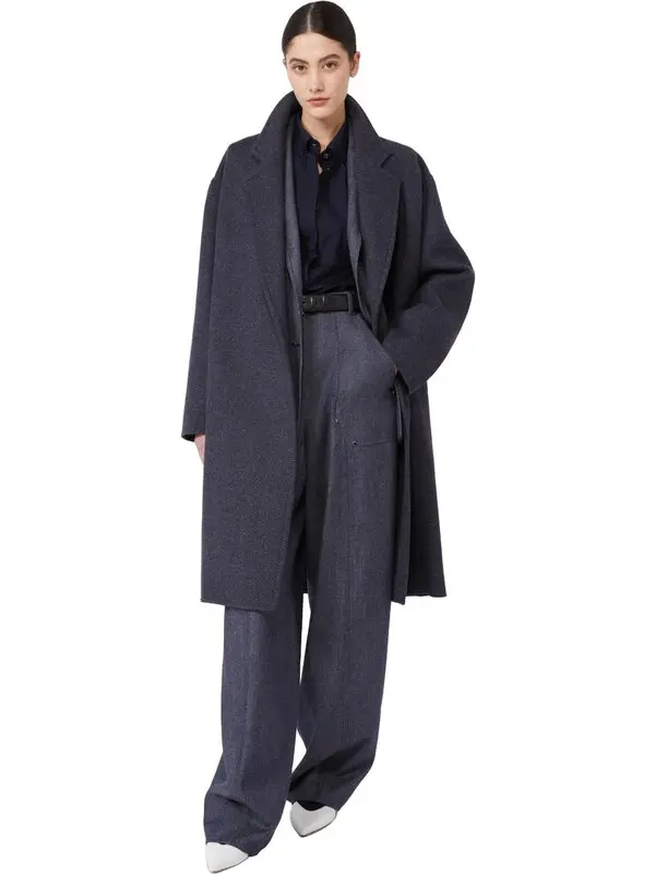 Max Mara Denim-effect Wool Wide Leg Trousers - Ultramarine
