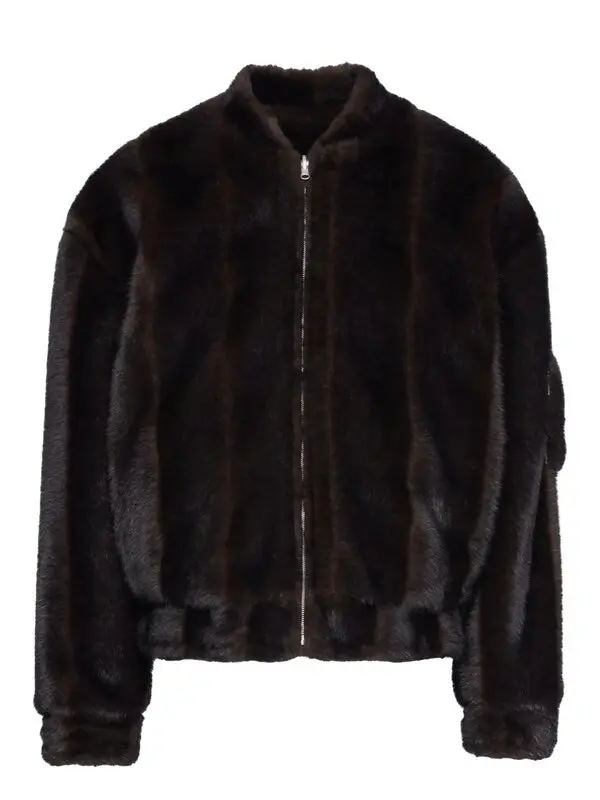 MAISON MARGIELA Faux Fur Zip-front Bomber Jacket - Brown
