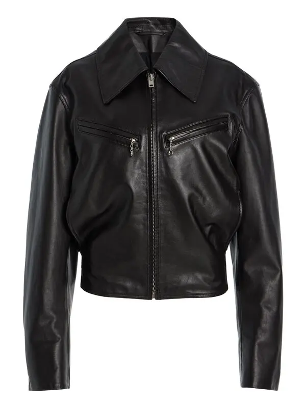 LEMAIRE Boxy Leather Jacket - Black