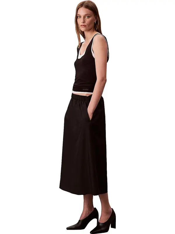 Calvin Klein Nylon Midi Skirt - Black