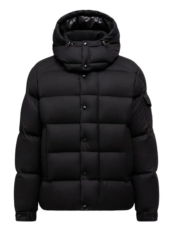 Moncler Maya 70 Hooded Wool Flannel Short Down Jacket - Black