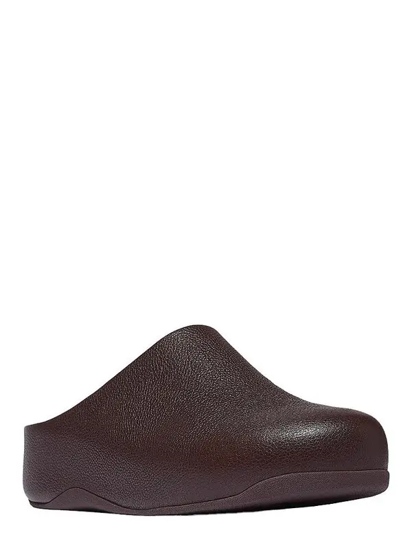 Fitflop Shuv Tumbled Leather Clogs - Chocolate
