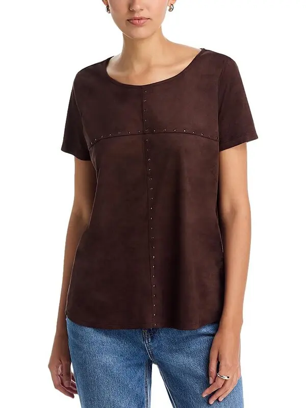SINGLE THREAD Faux Suede Top - Coffee Bean