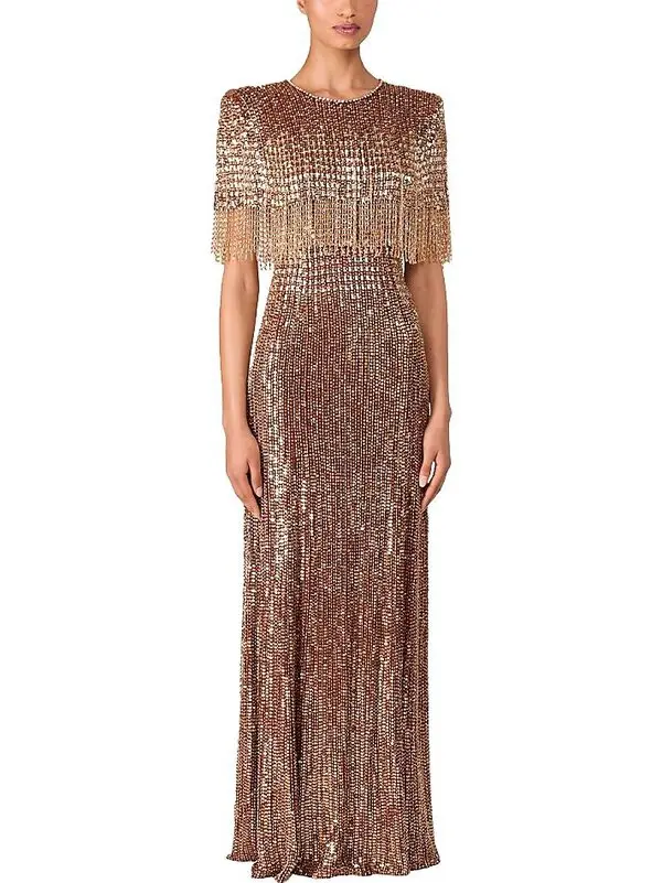 Jenny Packham Lyla Sequin-embellished Gown - Bronze