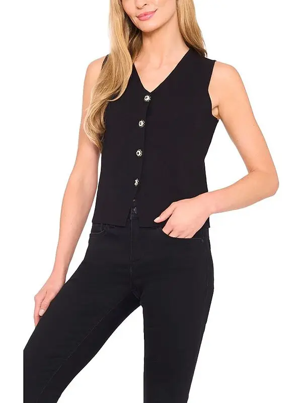 CECE DUPRAZ Jewel Button Vest - Rich Black