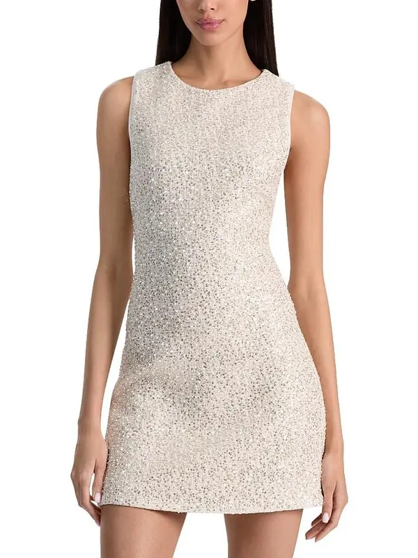 Alice + Olivia Cade Embellished Sleeveless Dress - Off White