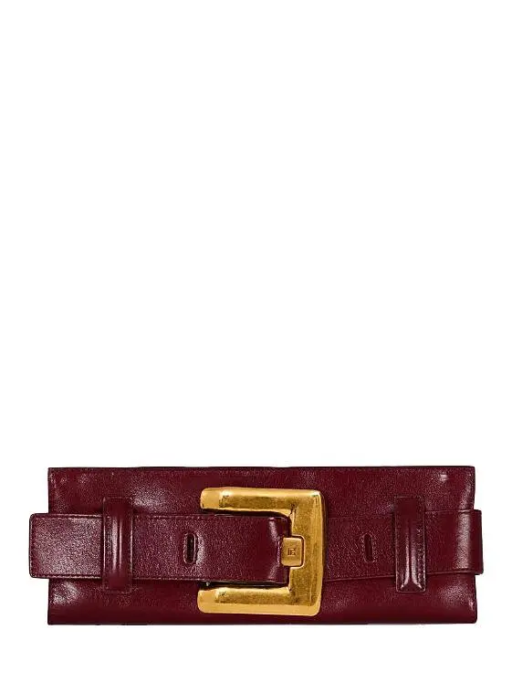 Balmain Anthem Calfskin Leather Clutch - Brown