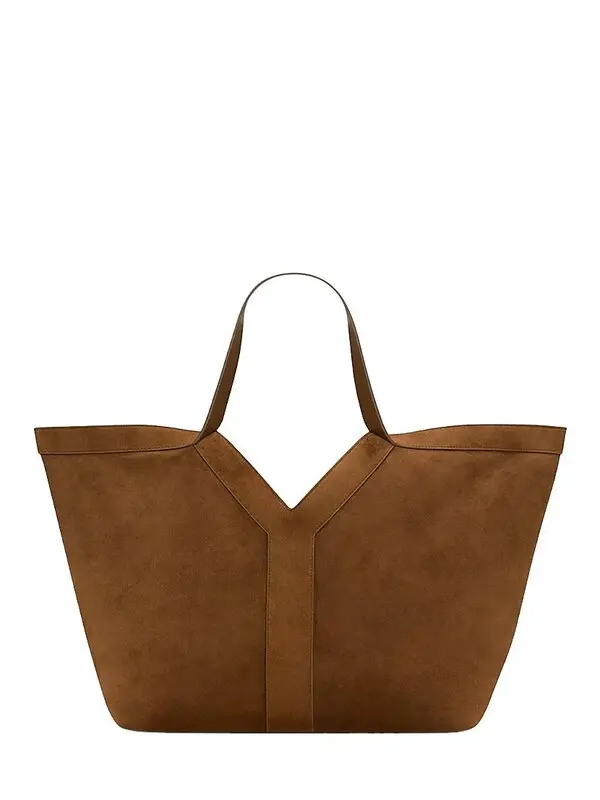 Saint Laurent Y Tote Bag - Dark Caramel Cognac Suede