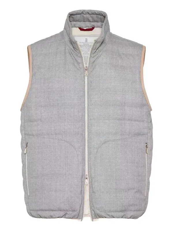 Brunello Cucinelli Virgin-wool Padded Gilet - Grey