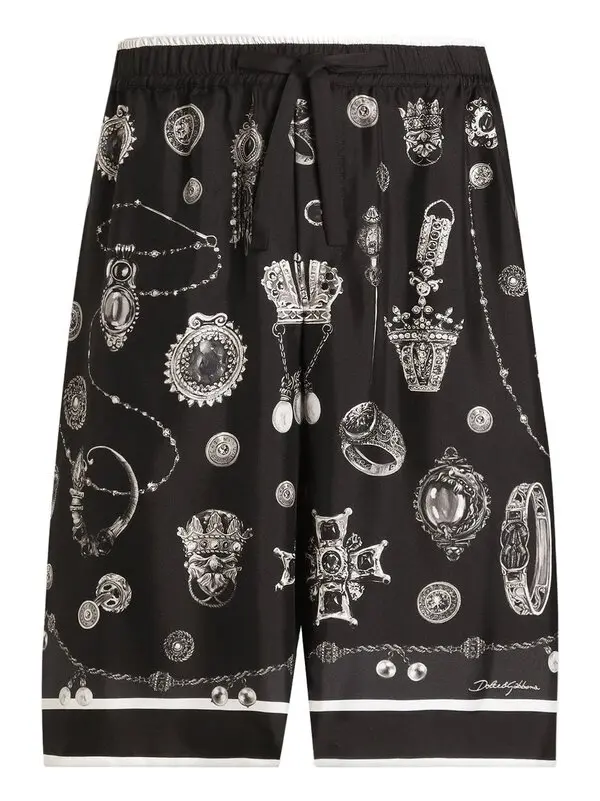 Dolce & Gabbana Medal-printed Silk Twill Bermuda Shorts - Print