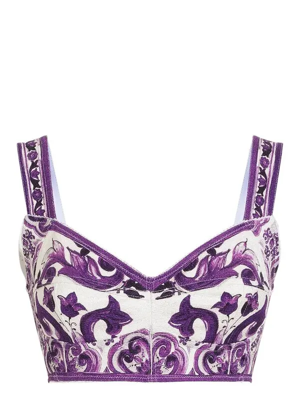 Dolce & Gabbana Majolica-print Bustier Top - Multicolor