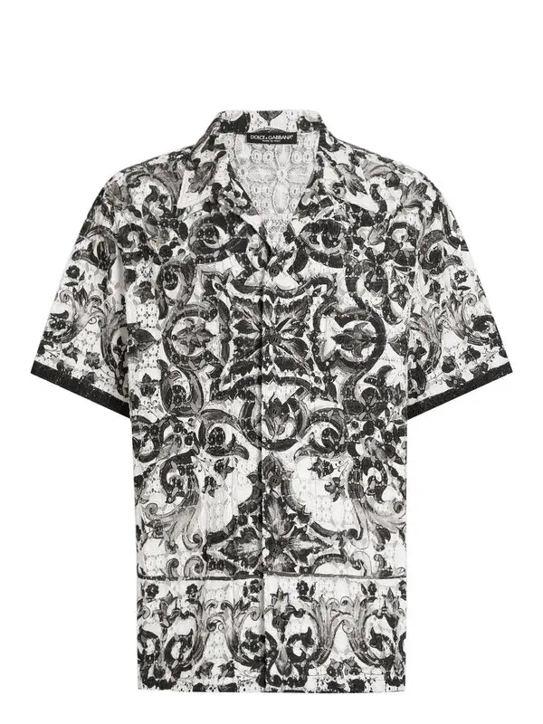 Dolce & Gabbana Majolica-print Hawaii Crochet Lace Shirt - Multicolor