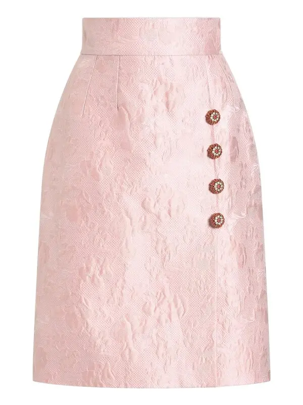 Dolce & Gabbana Floral Jacquard A-line Wrap Skirt - Pink