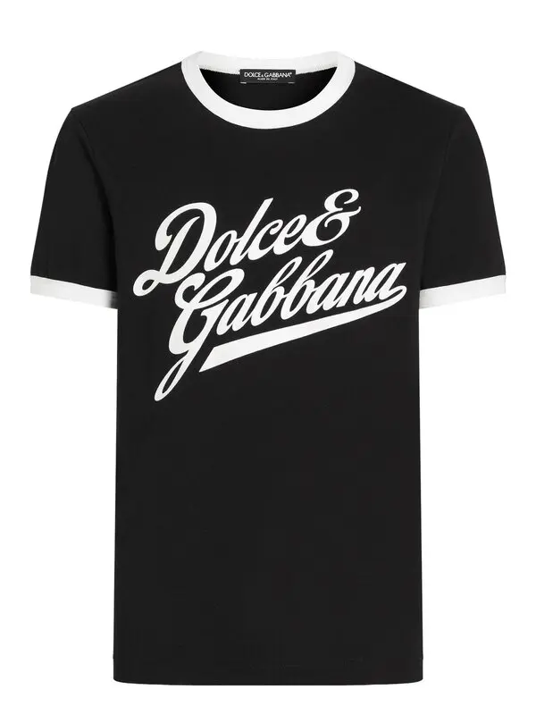 Dolce & Gabbana Cotton T-shirt With Flock Print - Black