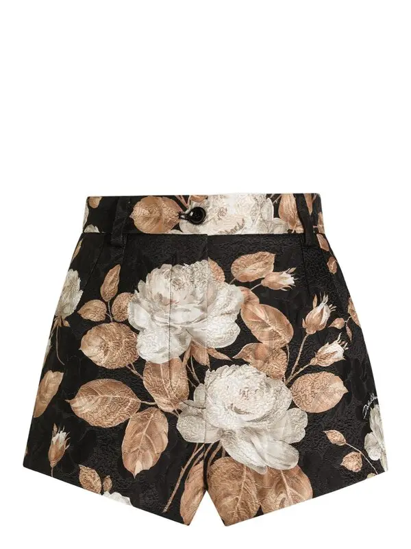 Dolce & Gabbana Vintage Rose- Brocade Shorts - Print