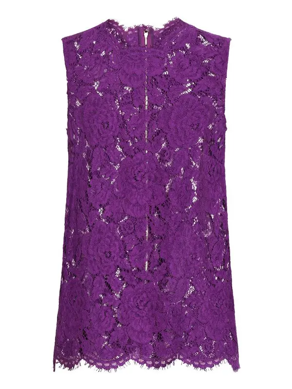 Dolce & Gabbana Cordonetto Floral Lace Top - Purple