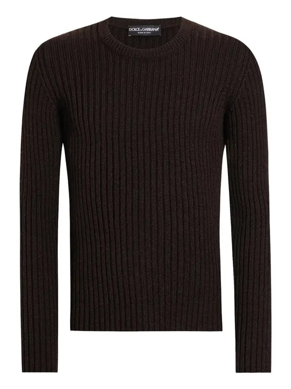 Dolce & Gabbana Ribbed Wool Pullover - Brown