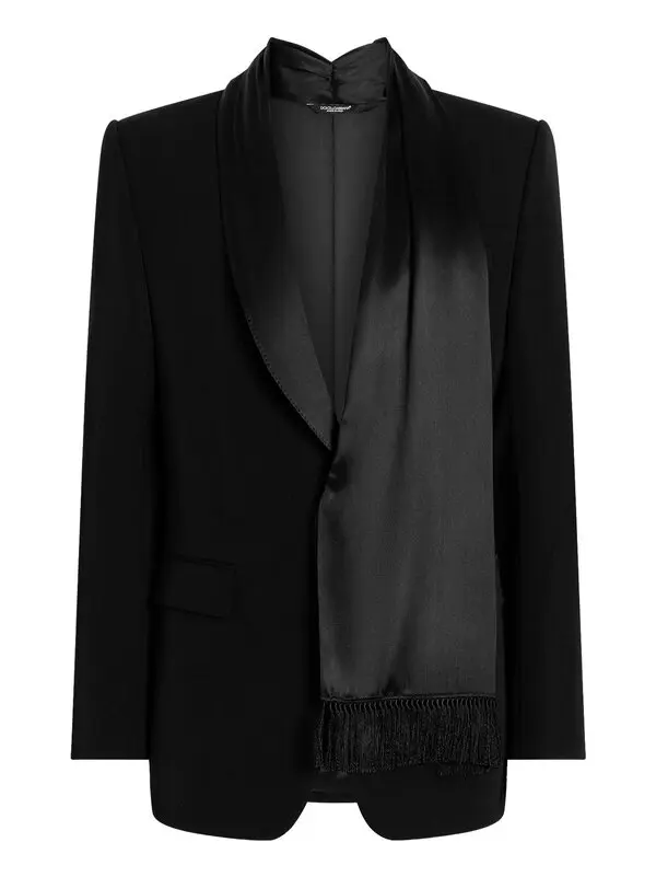 Dolce & Gabbana Single-breasted Wool Gabardine Jacket - Black