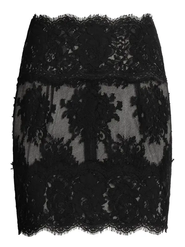 Dolce & Gabbana Mini Chantilly Lace Skirt - Black