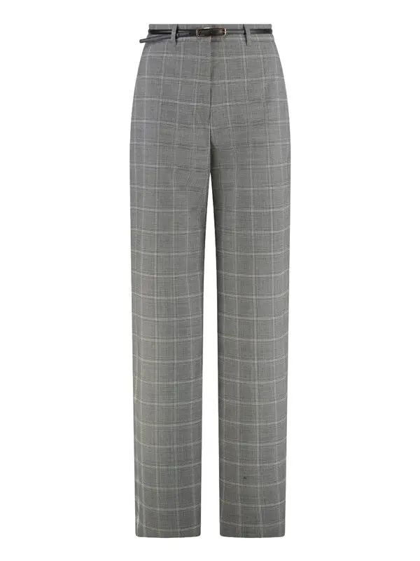 MAX MARA STUDIO Mazurca Prince Of Wales Wool Trousers - Grey