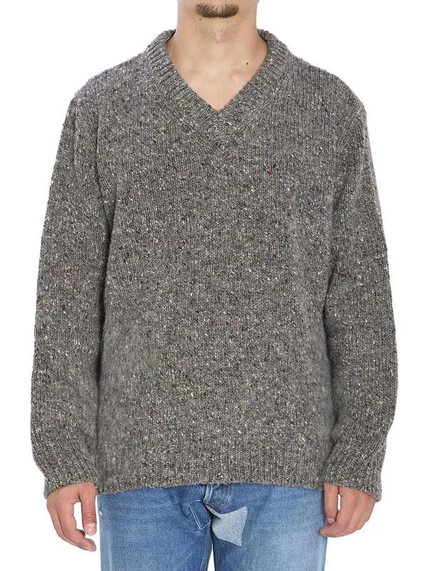 MAISON MARGIELA V-neck Virgin Wool Sweater - Grey