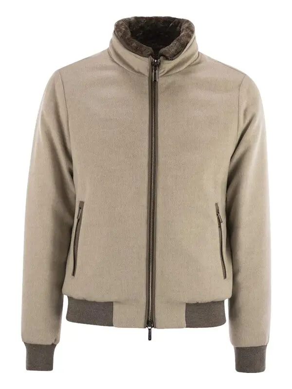 MOORER Bellati-ls9 Padded Bomber Jacket - Light Beige