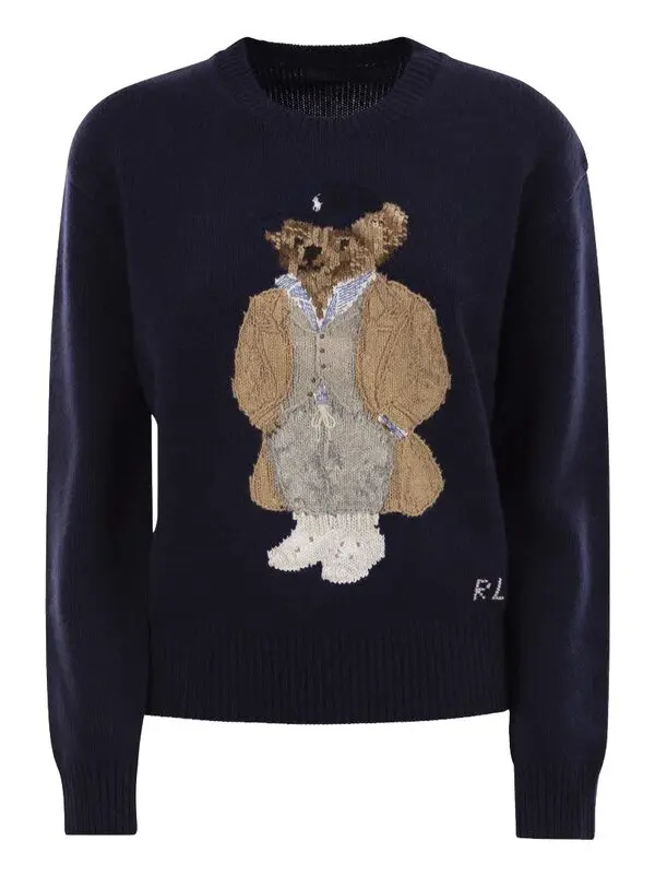 Ralph Lauren Bear Intarsia Knit Pullover - Navy